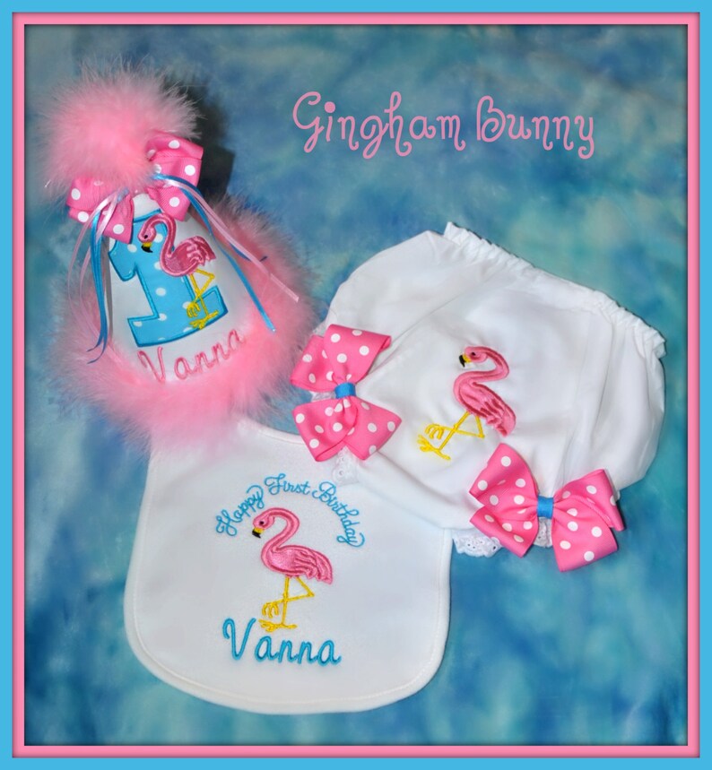 Flamingo First Birthday Hat You Choose Colors Embroidered - Etsy