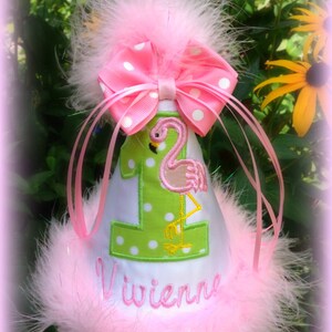 Flamingo First Birthday Hat You Choose Colors Embroidered - Etsy
