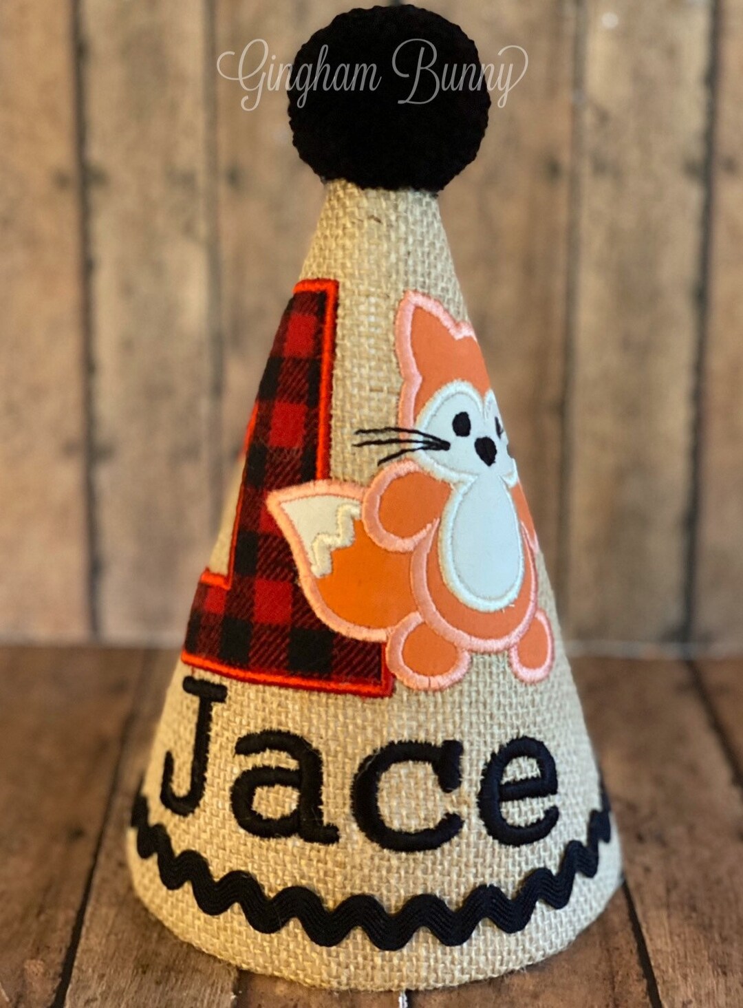 Fox Birthday Hat, Buffalo Plaid Birthday, Woodland Creatures Birthday ...