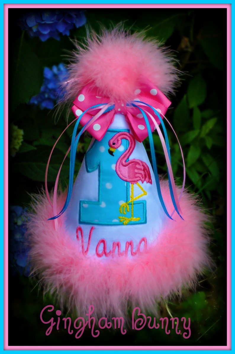 Flamingo First Birthday Hat You Choose Colors Embroidered - Etsy