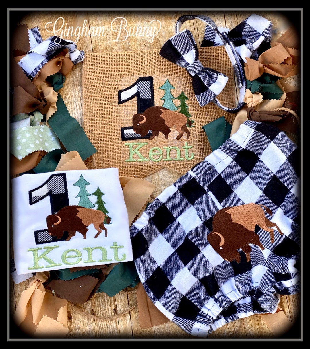 Buffalo Cake Smash. 4 Pc. Set, Bison Birthday, Buffalo Plaid Cake Smash ...