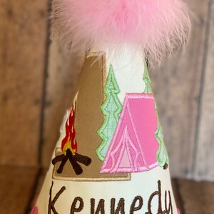 Girls Camping Birthday Hat, Boho Birthday Hat, Girl Camping Cake Smash ...