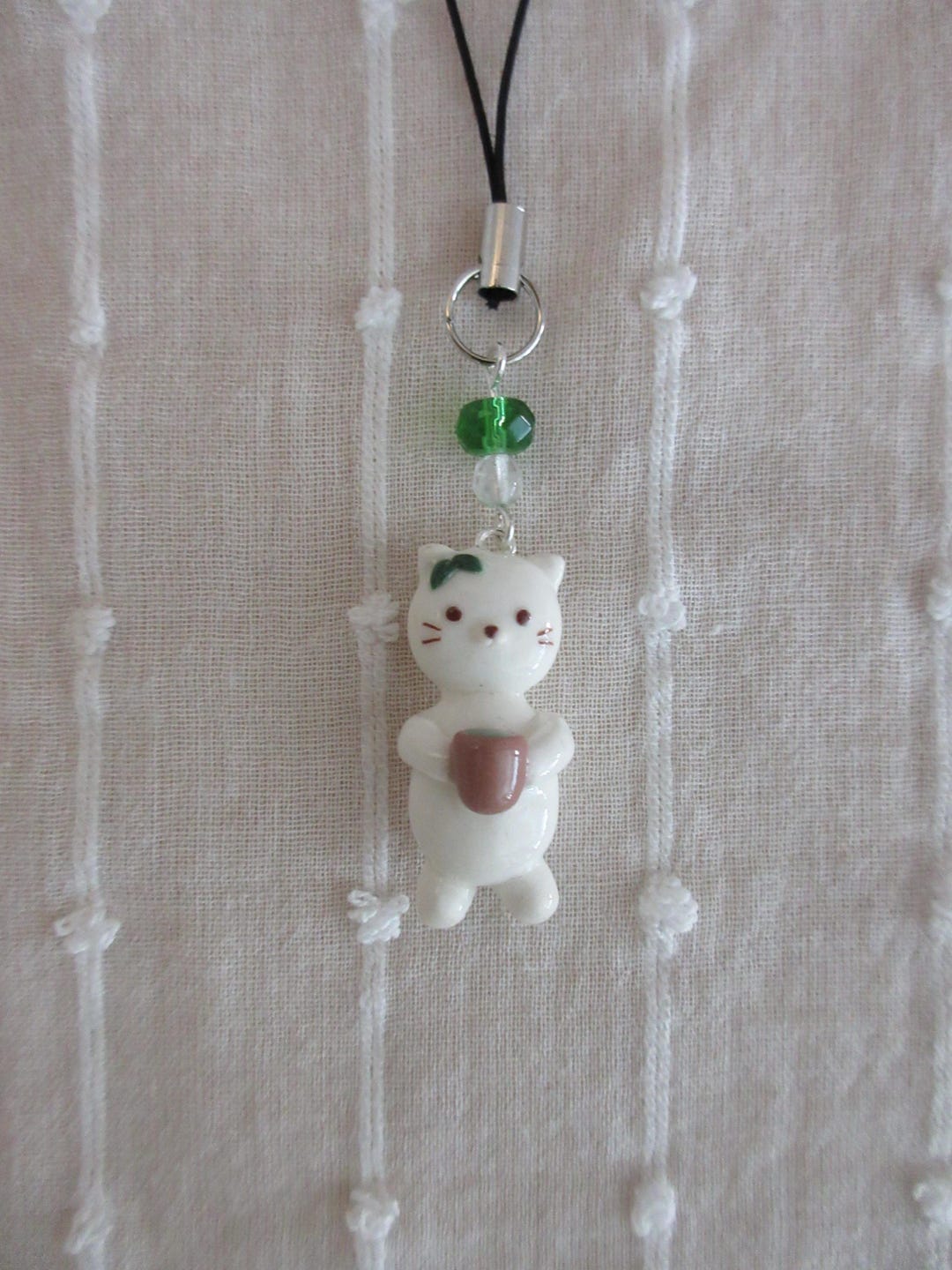 Matcha Cat Phone Charm/keychain - Etsy
