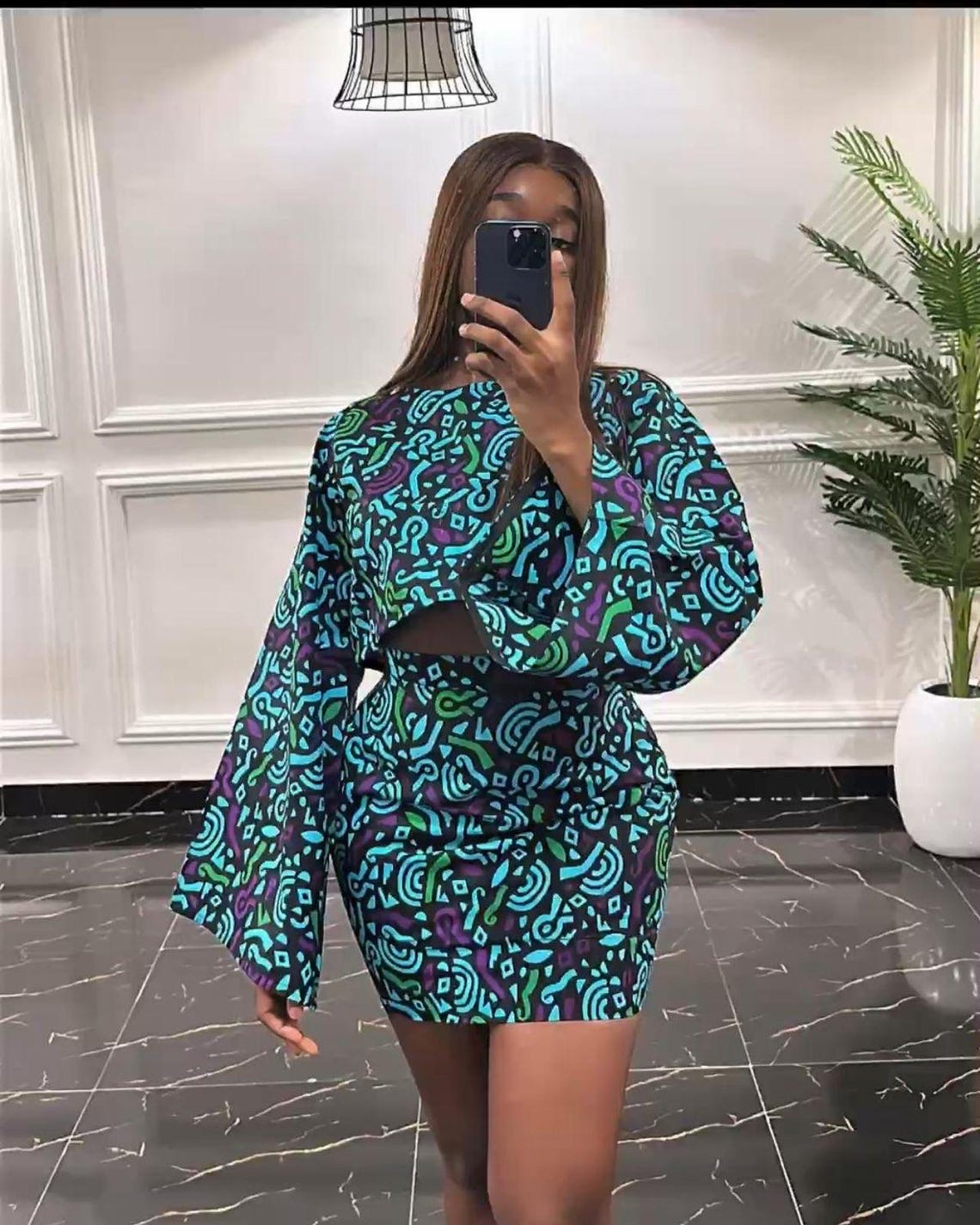 African Print Two Piece Skirt and Crop Top, African Print Summer Dress ...