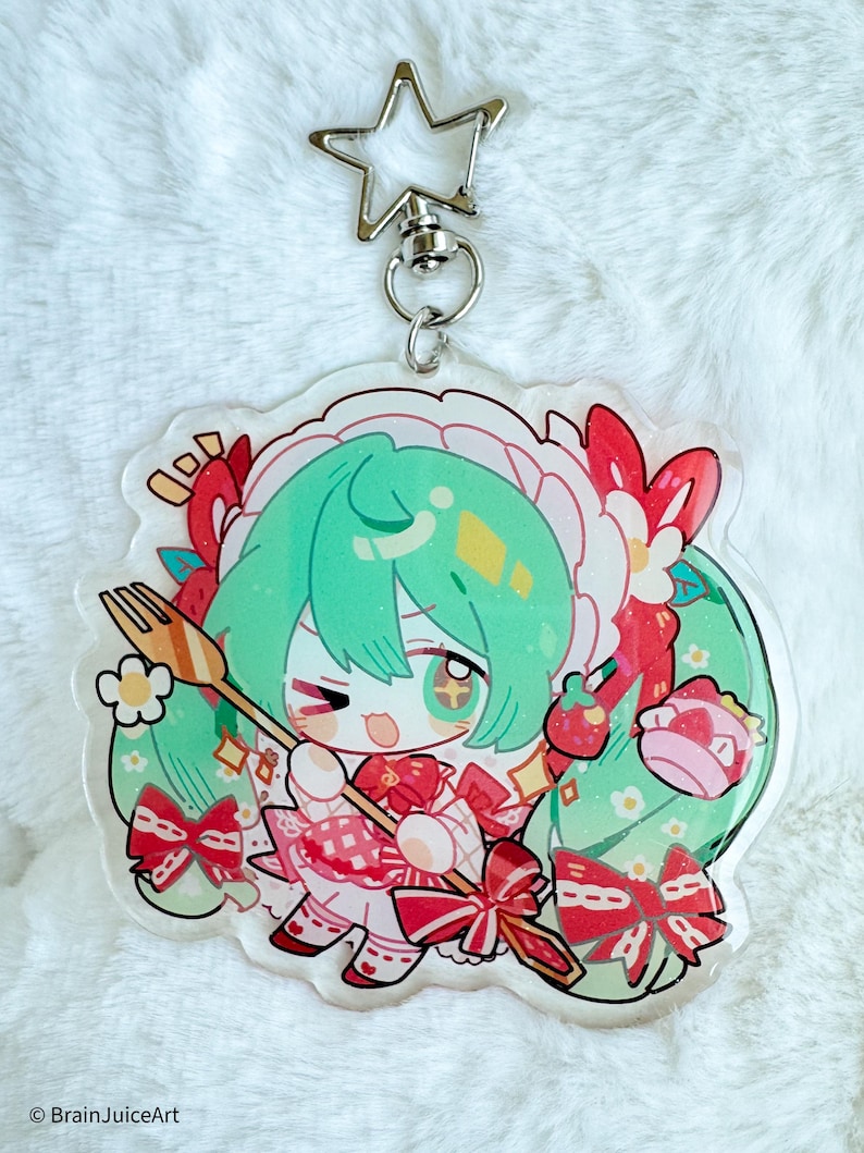 Miku Acrylic Keychain - Kawaii Charm, Xiaojiu Studio - Etsy