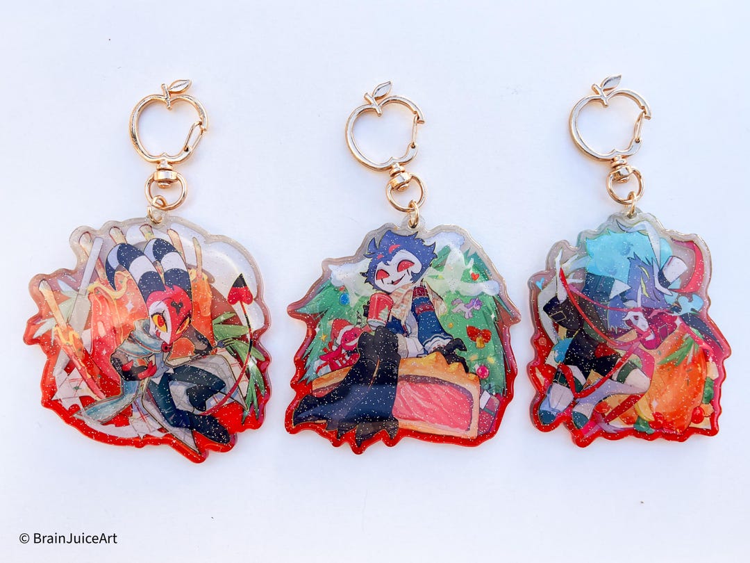 H Boss Stolas/blitzo/asmodeus Christmas Glitter Epoxy Acrylic Keychain ...