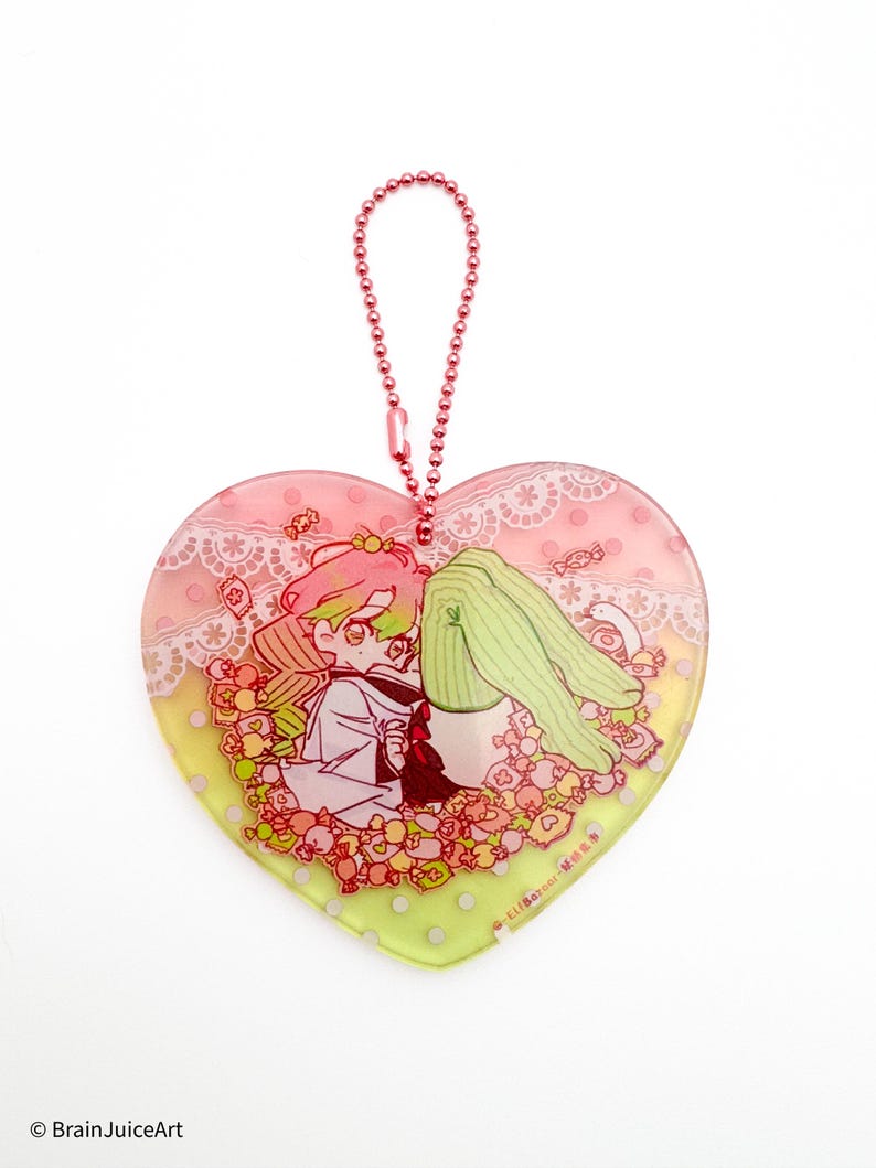 Love Hashira Mitsuri Kanroji Heart Shape Flower Keychain - Etsy