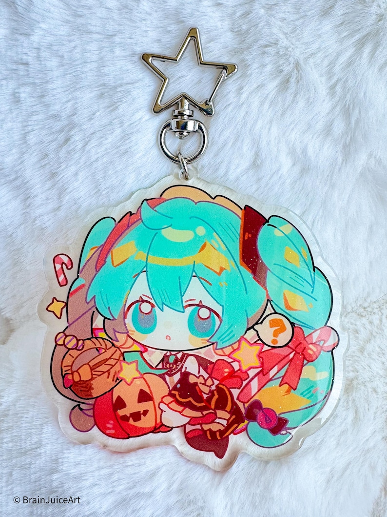 Miku Acrylic Keychain - Kawaii Charm, Xiaojiu Studio - Etsy