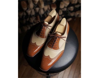 Handmade Leather Wingtip Oxford Shoes - Multi Color Bespoke Design - Etsy