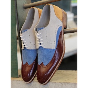 Buy New Men's Fashion Bespoke Genuine Leather Wingtip Multi Color ...