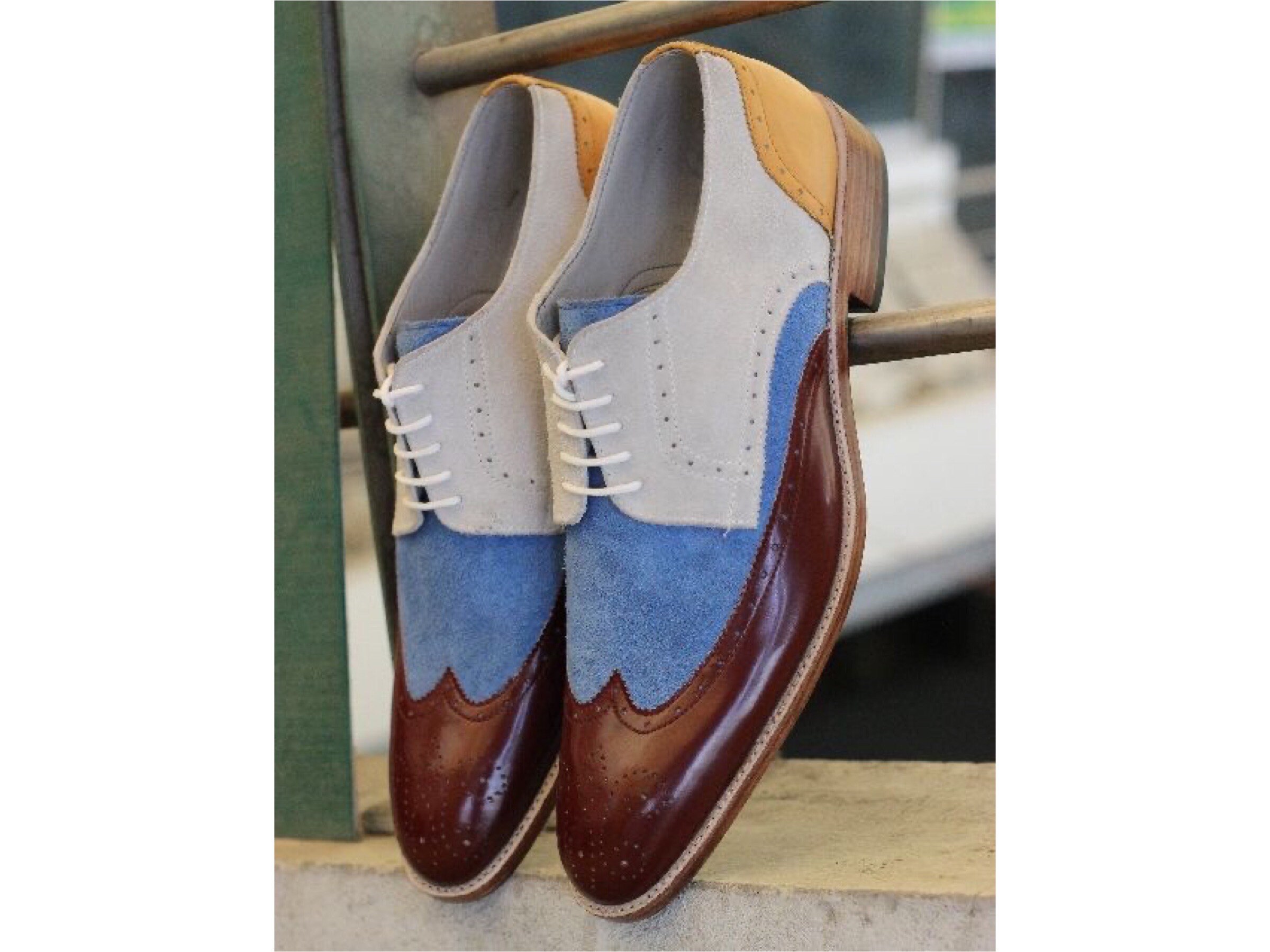 Buy New Men's Fashion Bespoke Genuine Leather Wingtip Multi Color ...