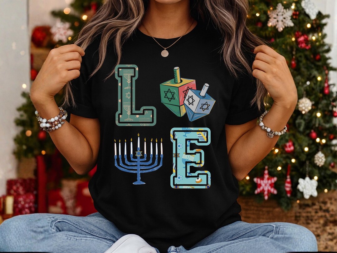 Hanukkah Menorah Dreidel Shirt, Jewish Holiday - Etsy