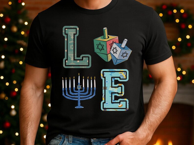 Hanukkah Menorah Dreidel Shirt, Jewish Holiday - Etsy