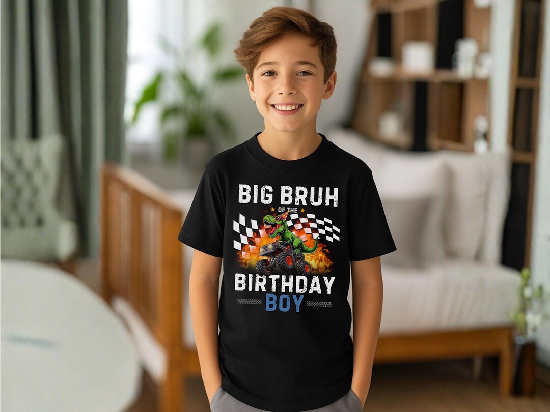 Big Bruh Monster Truck Dinosaur Birthday Shirt, T Rex Birthday Family ...