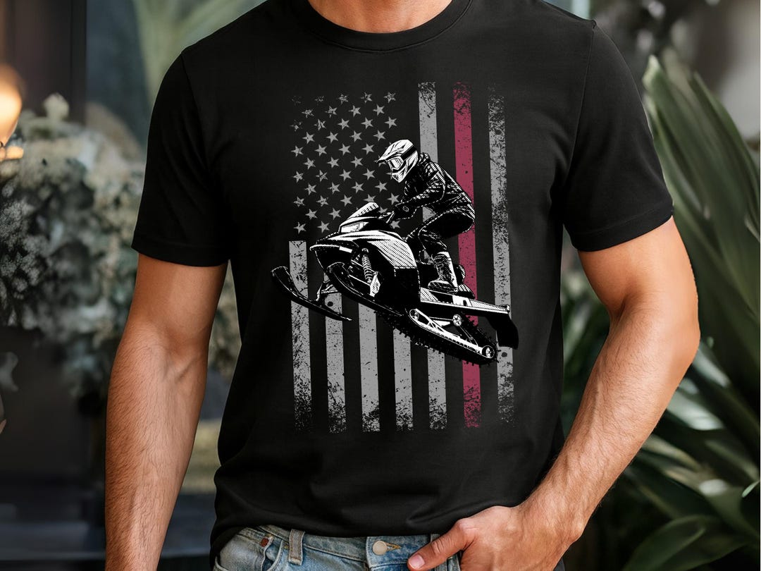 Vintage American Flag Snowmobile Shirt, Funny Snowmobile Gift for Men ...