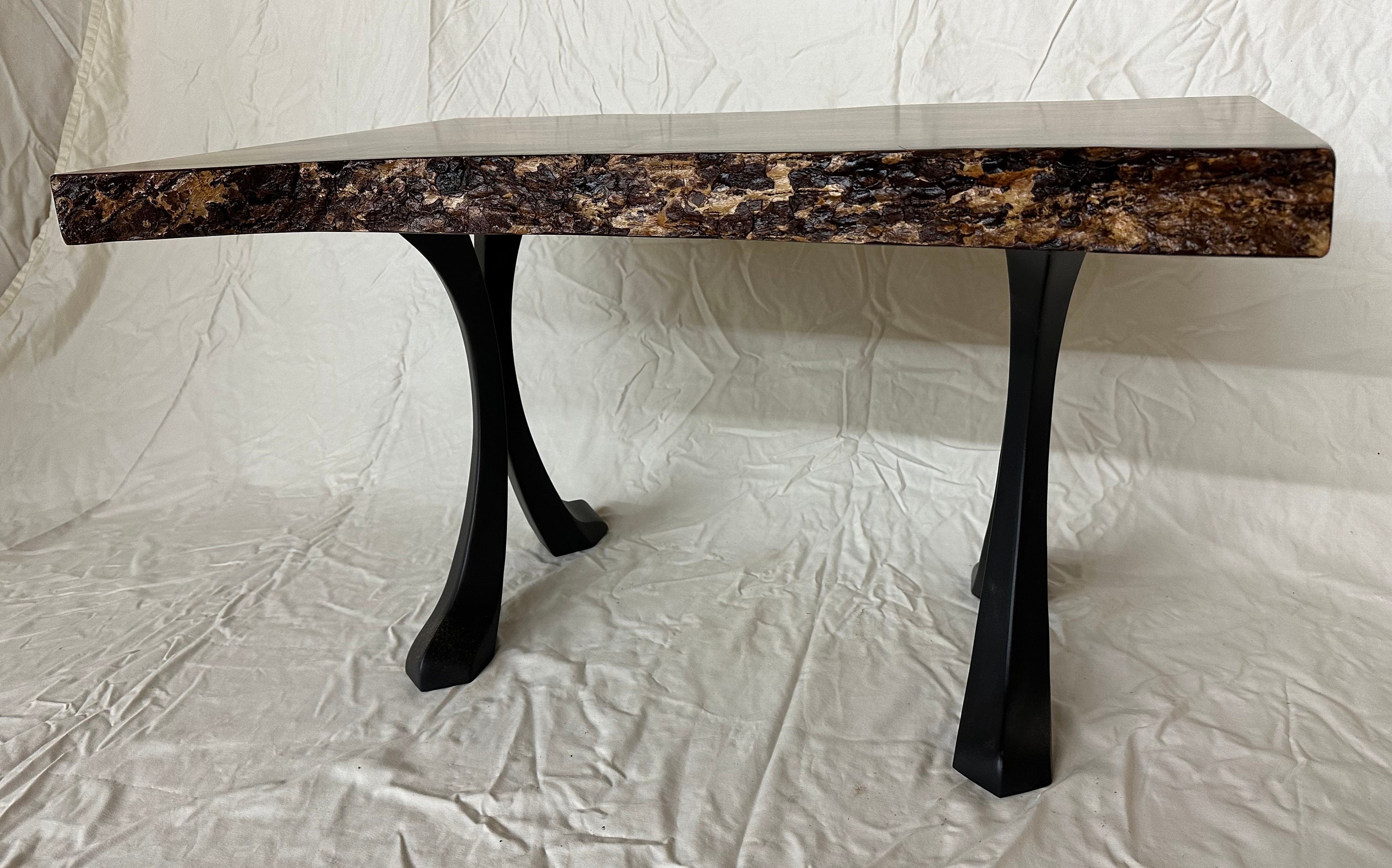 32” Long X 20” Wide, 2”thick. Myrtle Wood Live Edge With 28” Console ...
