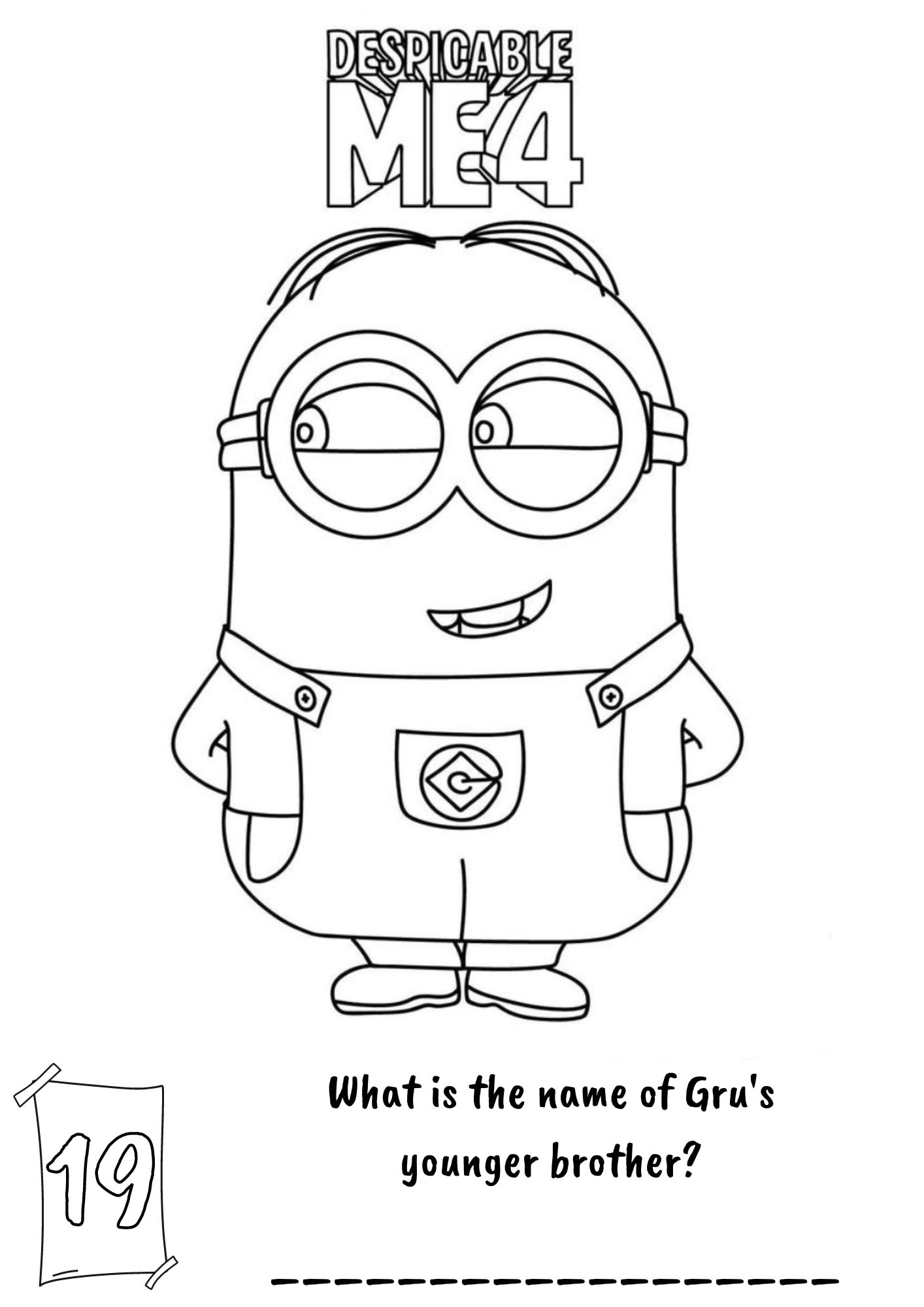 Despicable Me 4 Coloring Book With Riddles, 26 Coloring Pages for Kids ...