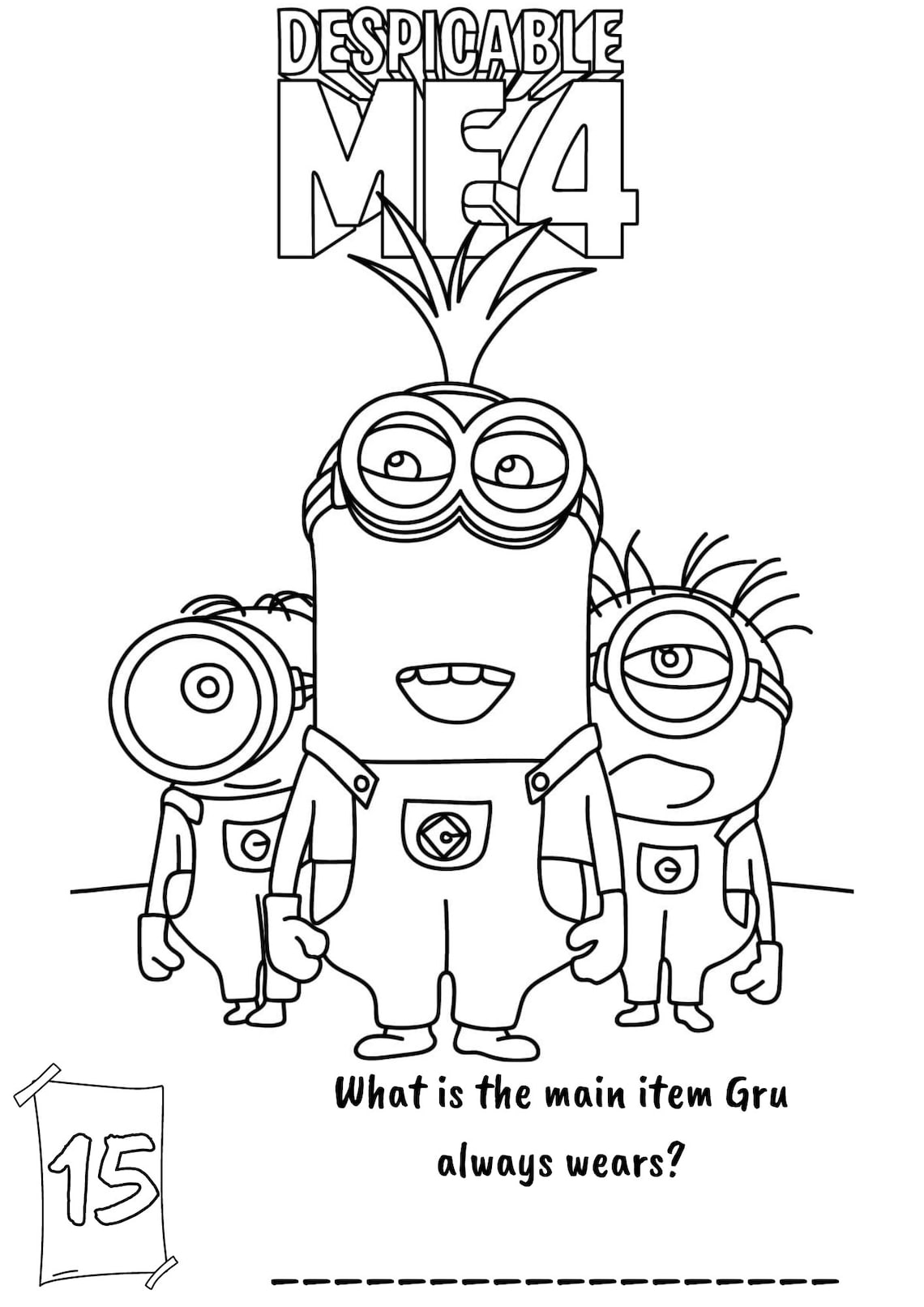 Despicable Me 4 Coloring Book With Riddles, 26 Coloring Pages for Kids ...