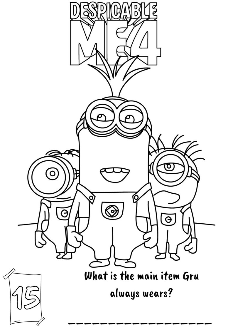 Despicable Me 4 Coloring Book With Riddles, 26 Coloring Pages for Kids ...