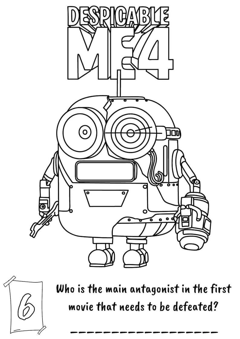 Despicable Me 4 Coloring Book With Riddles, 26 Coloring Pages for Kids ...