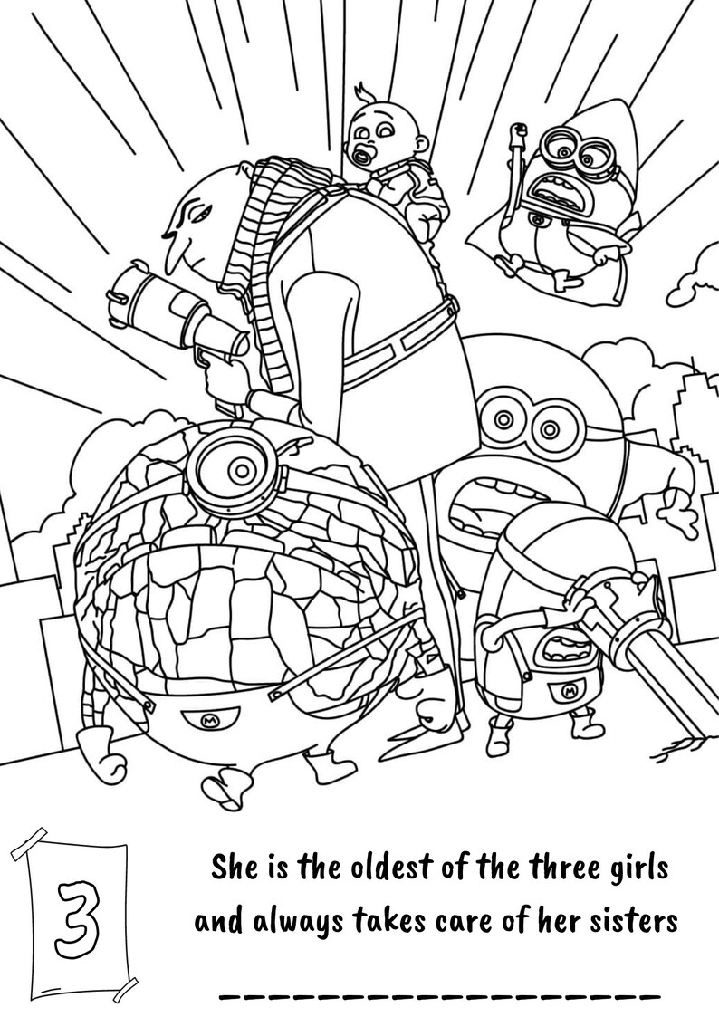 Despicable Me 4 Coloring Book With Riddles, 26 Coloring Pages for Kids ...