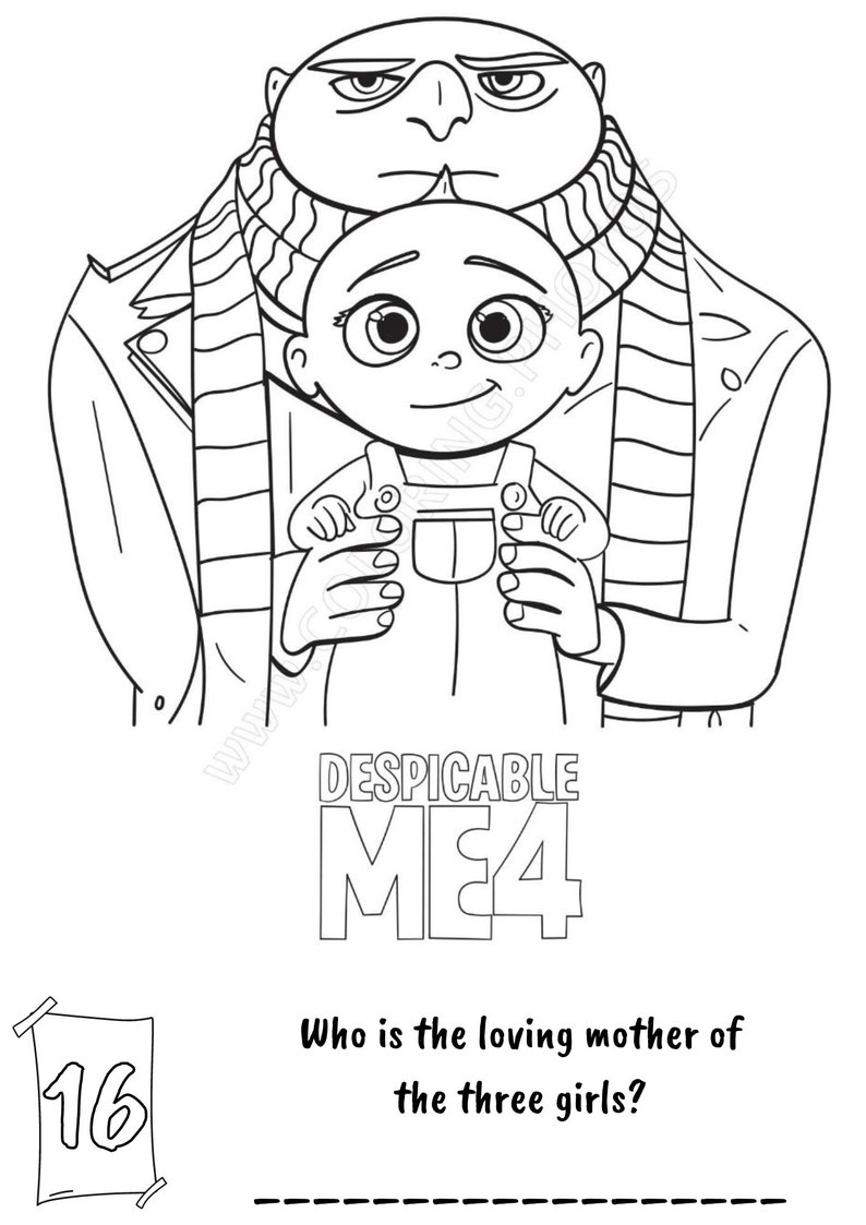 Despicable Me 4 Coloring Book With Riddles, 26 Coloring Pages for Kids ...