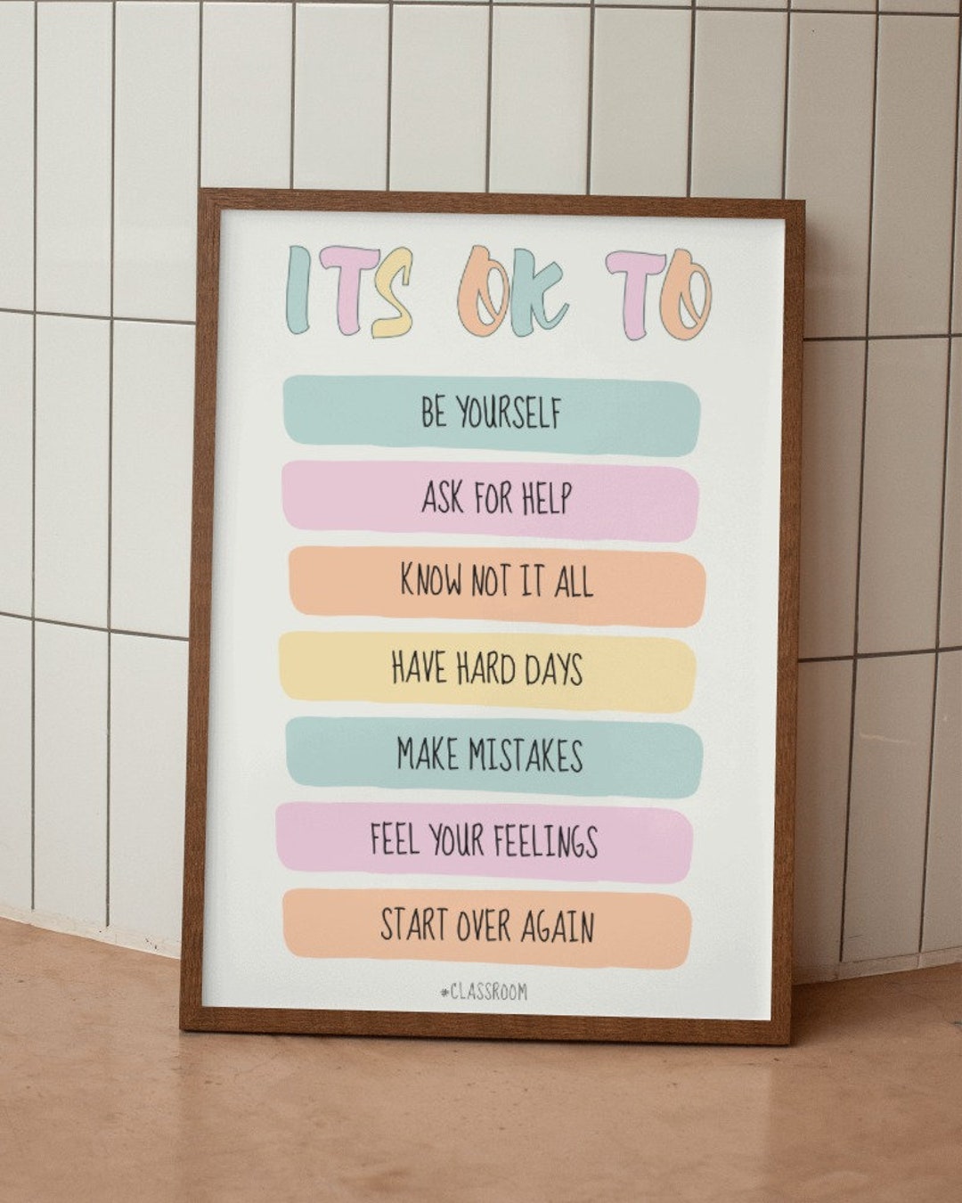 Boho Classroom Decor It is Okay to Be Yourself Classroom Wall Decor ...