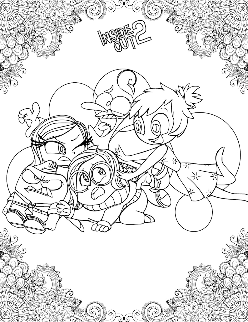 Inside Out 2 PDF Coloring Pages for Boys and Girls - Instant Download ...