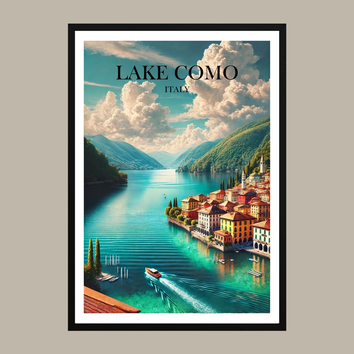 Lake Como Print - Lake Como Travel Poster - Digital Art - Wall Decor ...
