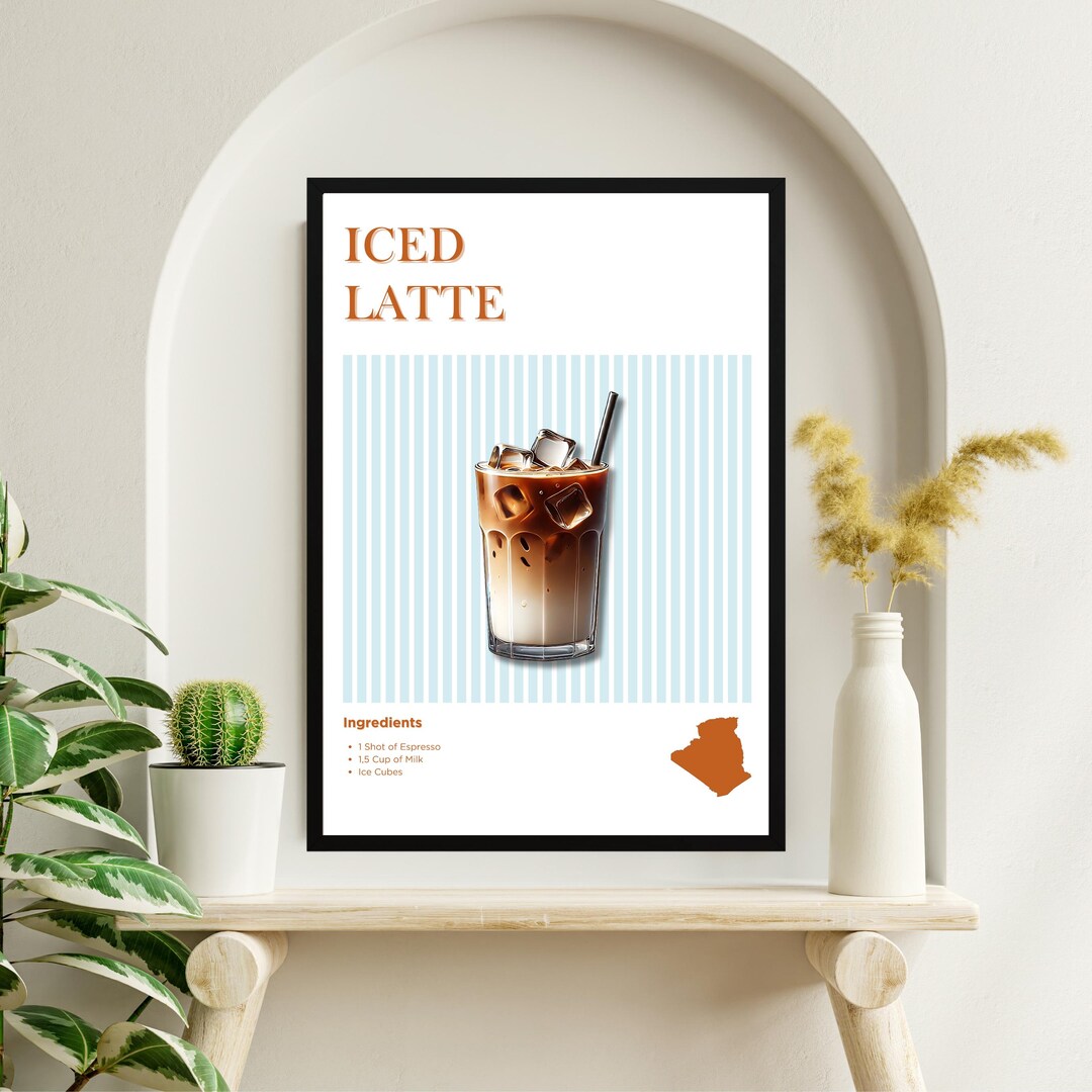 Iced Latte Print - Iced Latte Poster - Digital Art - Wall Decor - Iced ...