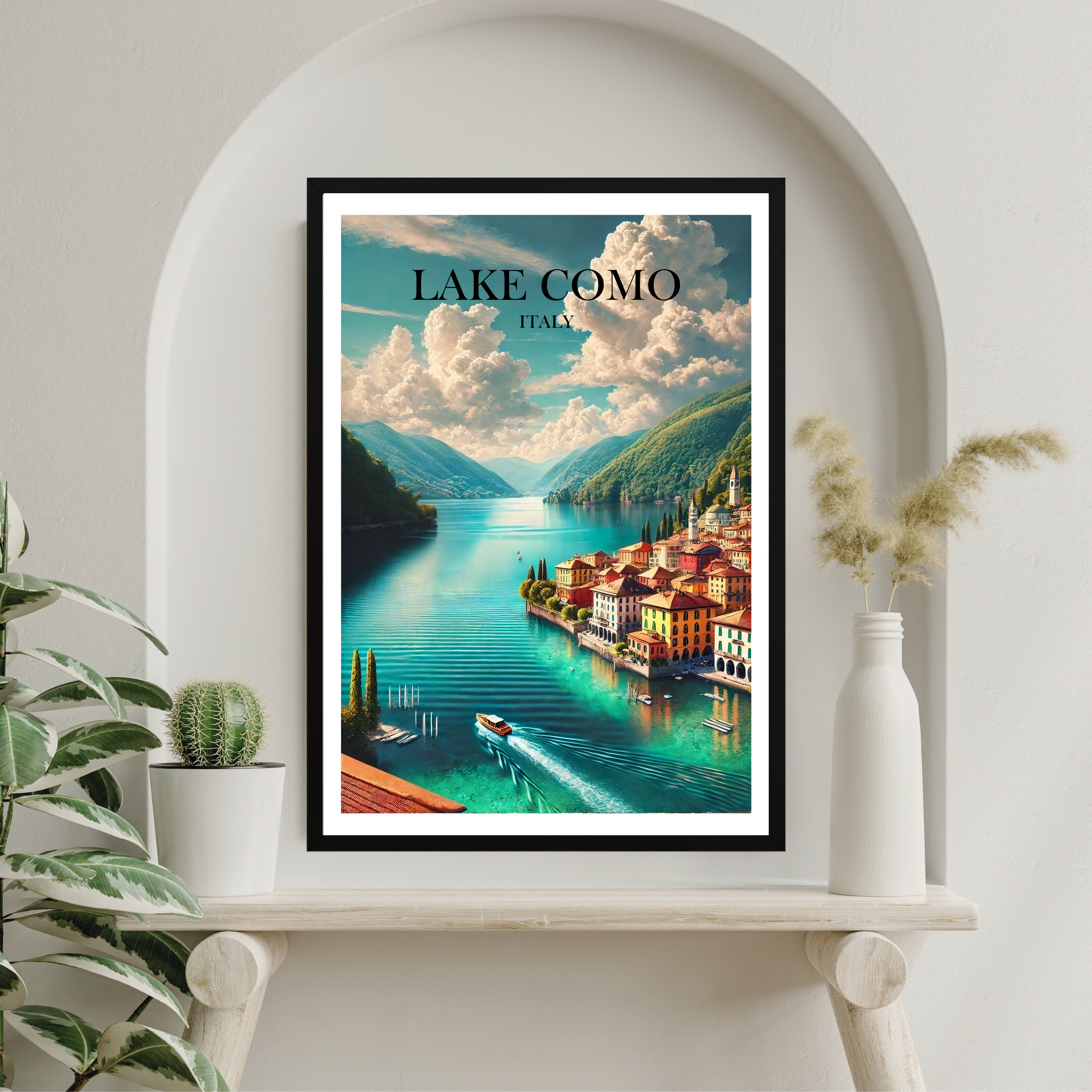 Lake Como Print - Lake Como Travel Poster - Digital Art - Wall Decor ...