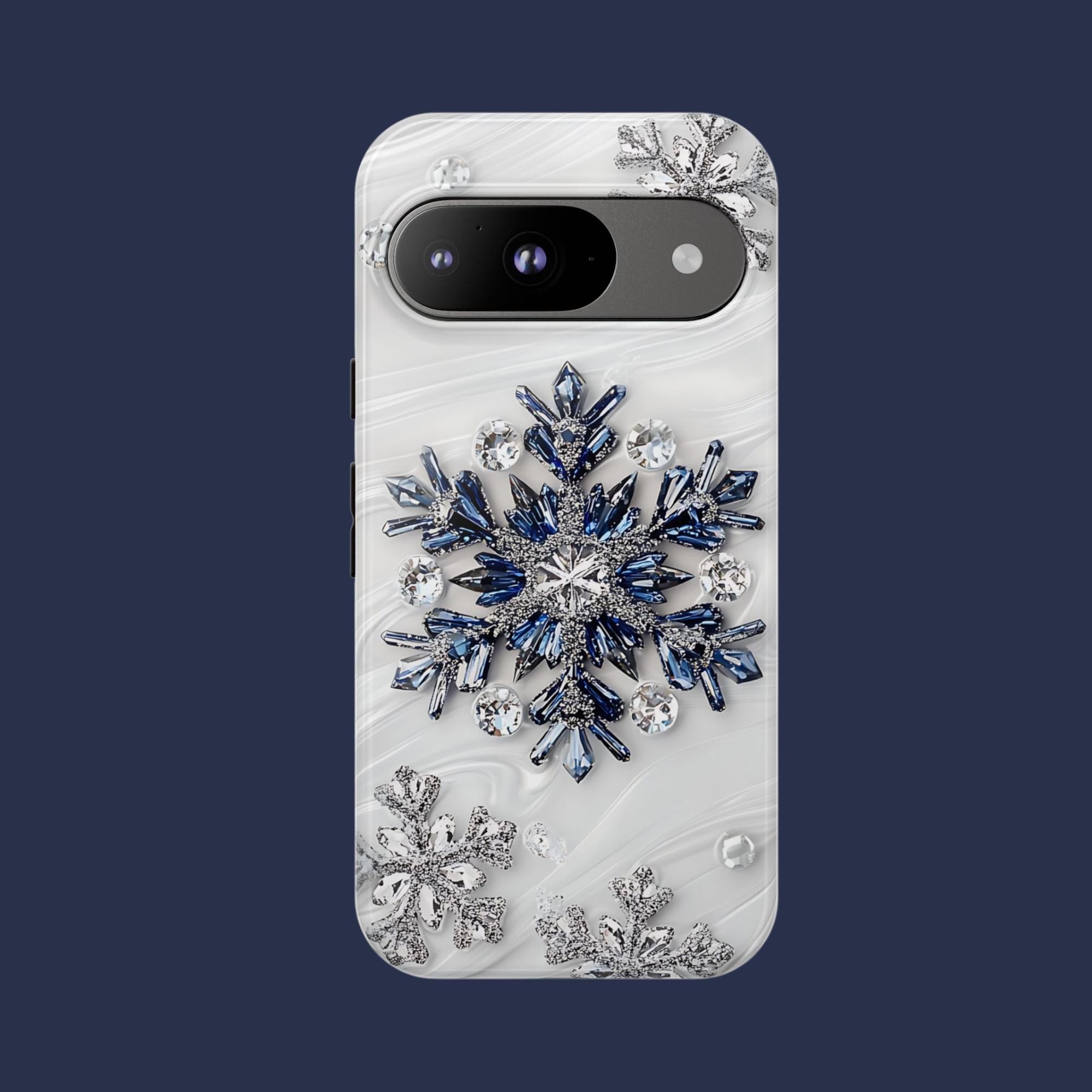 Snowflake iPhone Magsafe Case, Winter Sparkle Elegant White Blue Ice ...