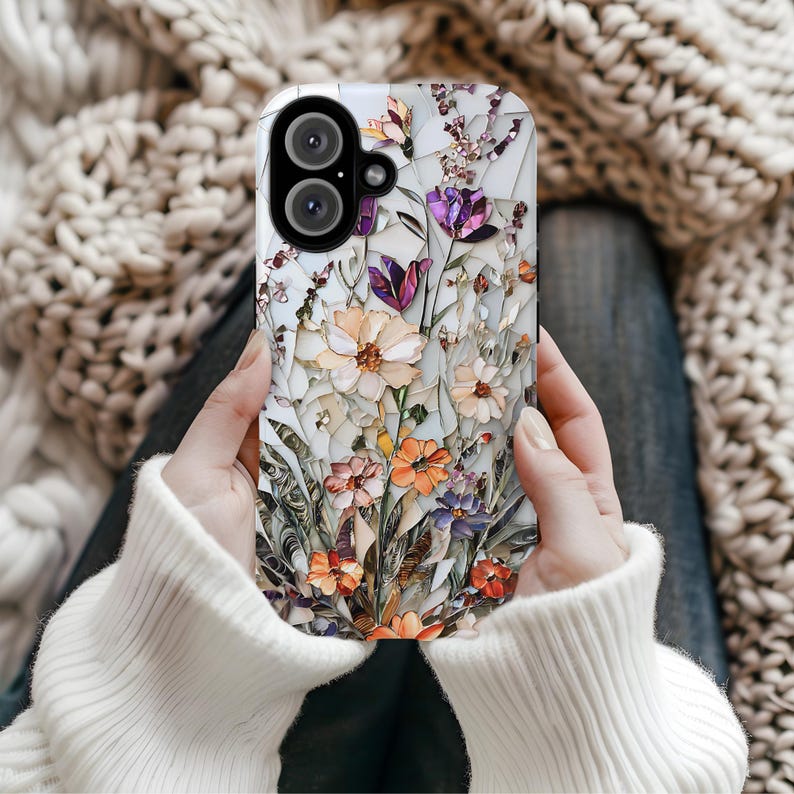 Wildflower Mosaic Phone Case, Botanical Floral Nature Print, Iphone ...