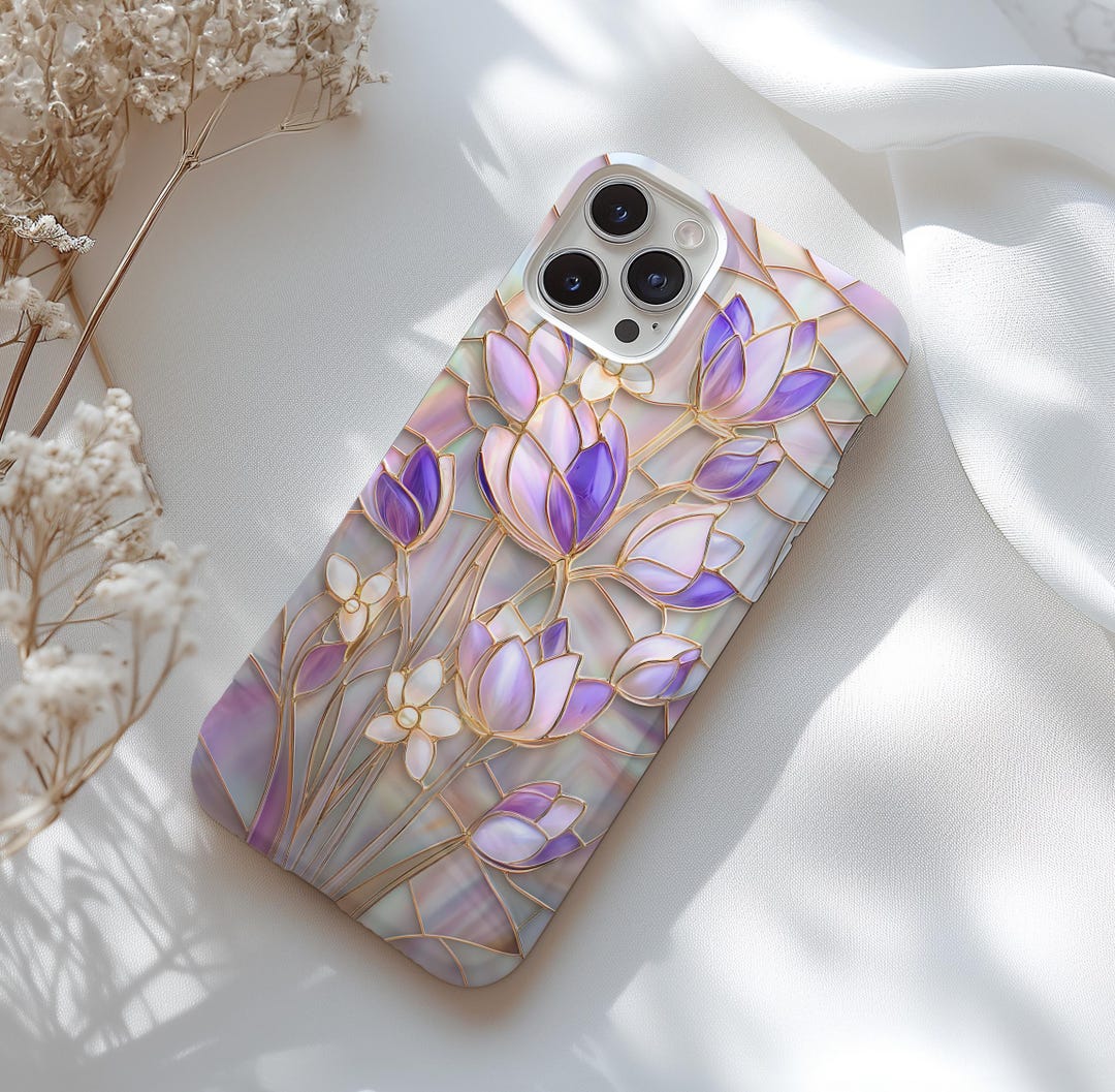 Purple Tulip Stained Glass Phone Case: Paper White Floral Iphone ...