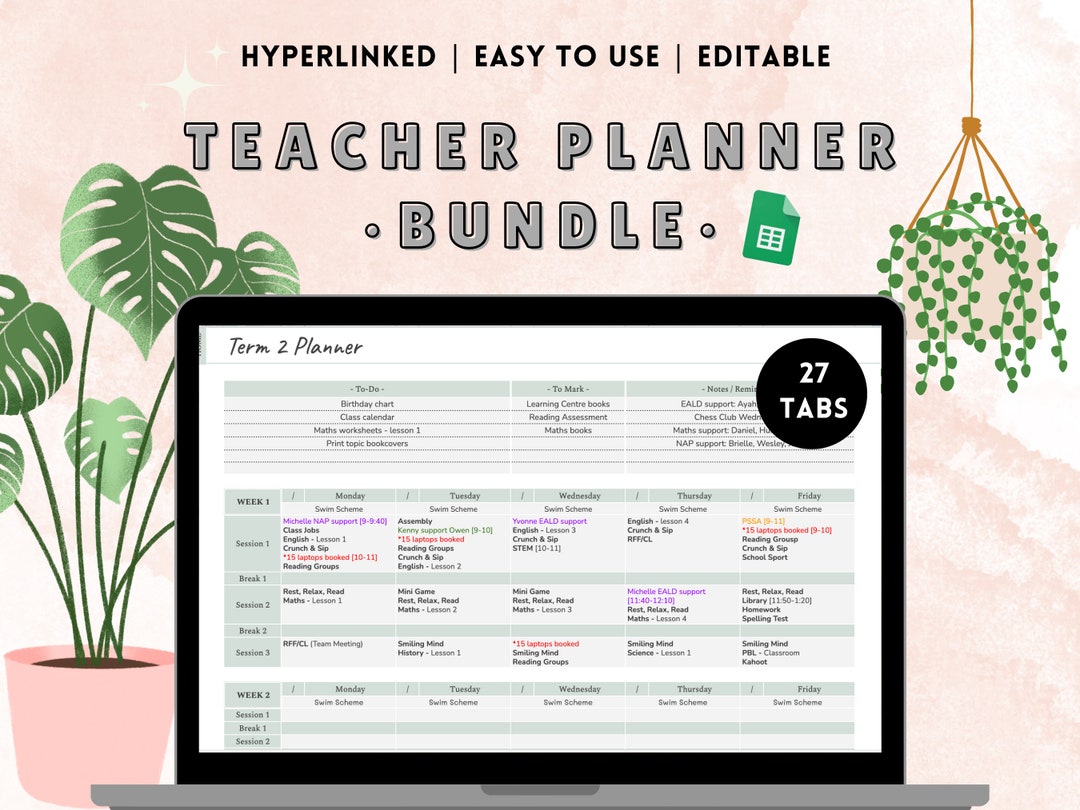 Digital Teacher Planner Google Sheets Template | Australian Teacher ...
