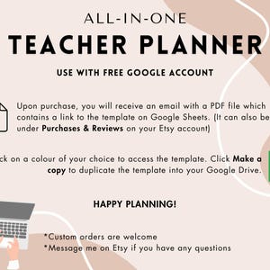 Digital Teacher Planner Template: Google Sheets, Reusable (digital ...