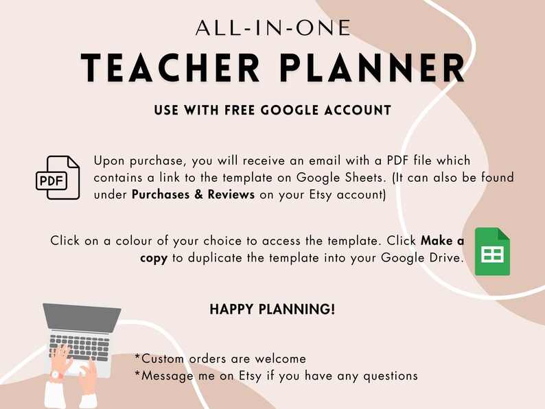 Digital Teacher Planner Template Google Sheets Weekly Lesson Planner ...