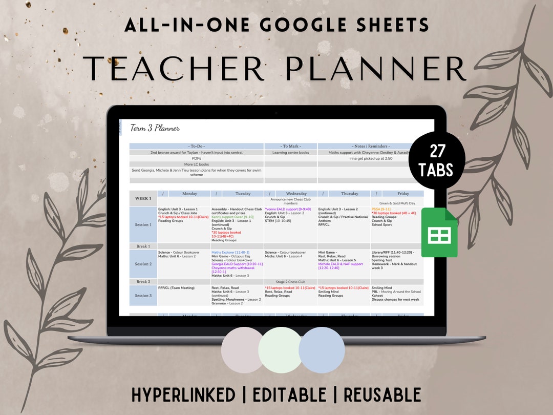 Digital Teacher Planner Bundle | Google Sheets | Weekly Lesson Planner ...