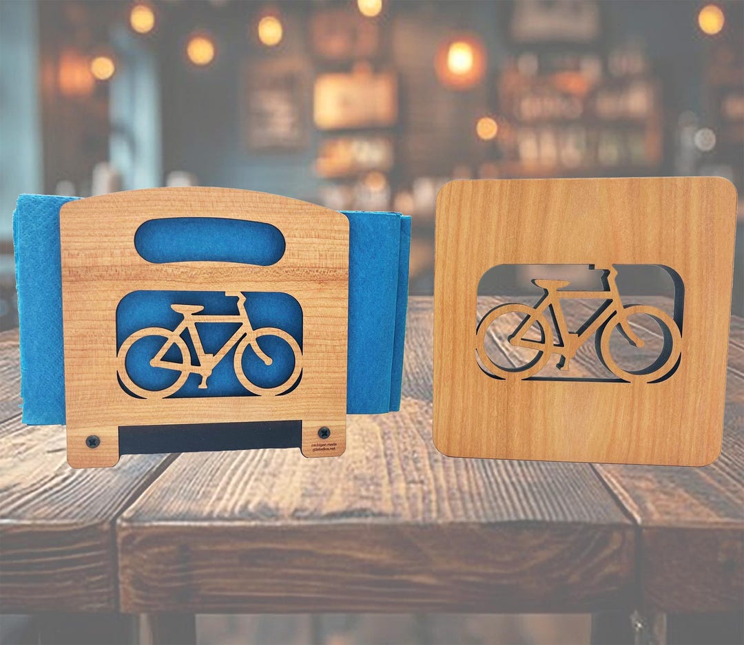 Wood Kitchen Gift Set Bike Kitchen Gift Napkin Holder Wood Trivet ...