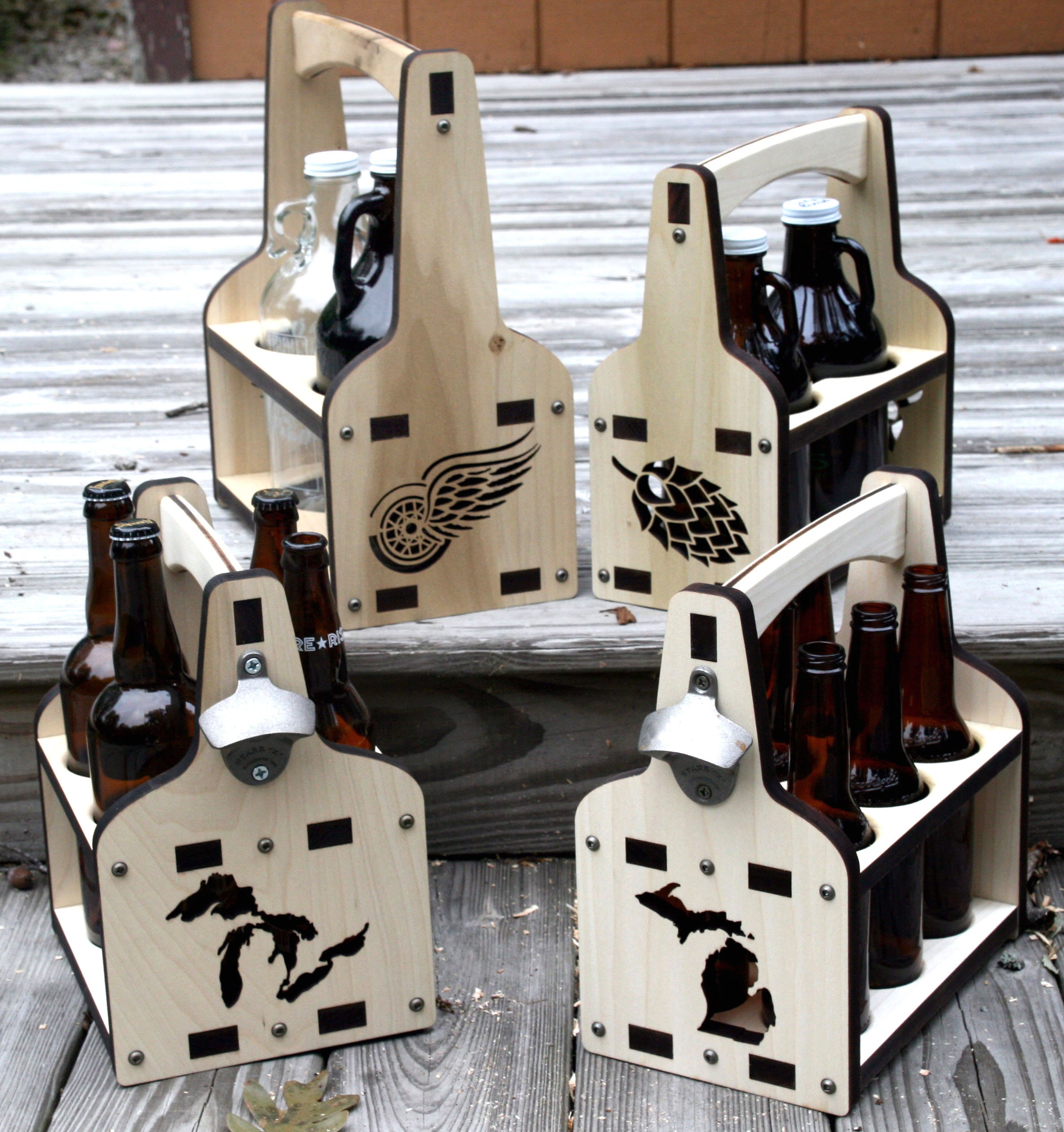 Wood Beer Caddies Group of 6 Personalized, Groomsmen Gift, Wedding Beer ...