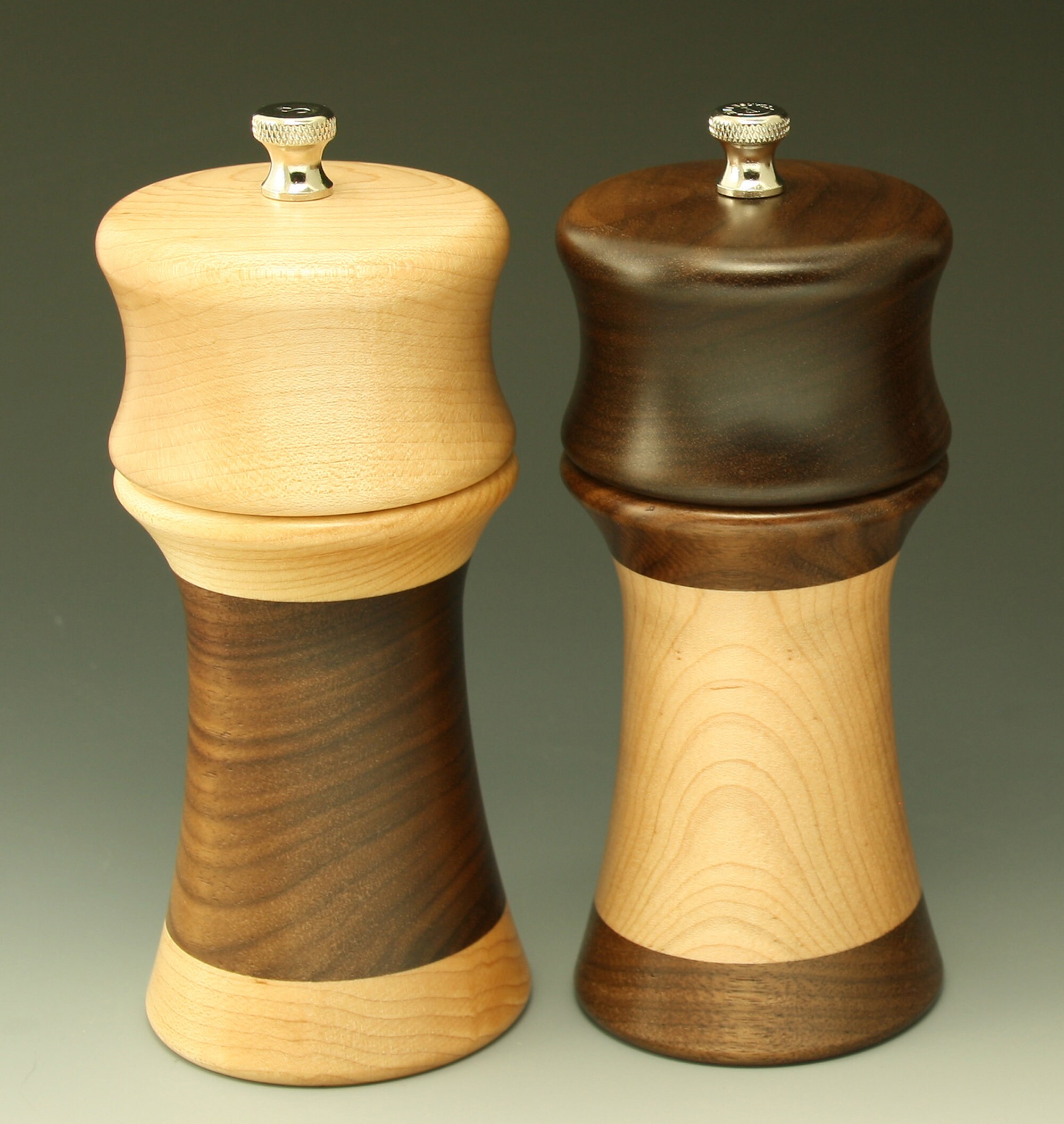 Mini Wood Pepper Mill and Salt Grinder Set Walnut and Maple - Etsy
