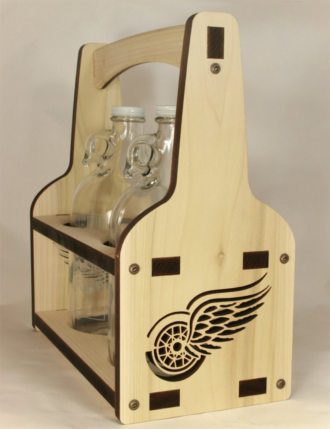 Growler Beer | Growler Holder | Beer Caddy | Wooden Beer Tote | Red ...