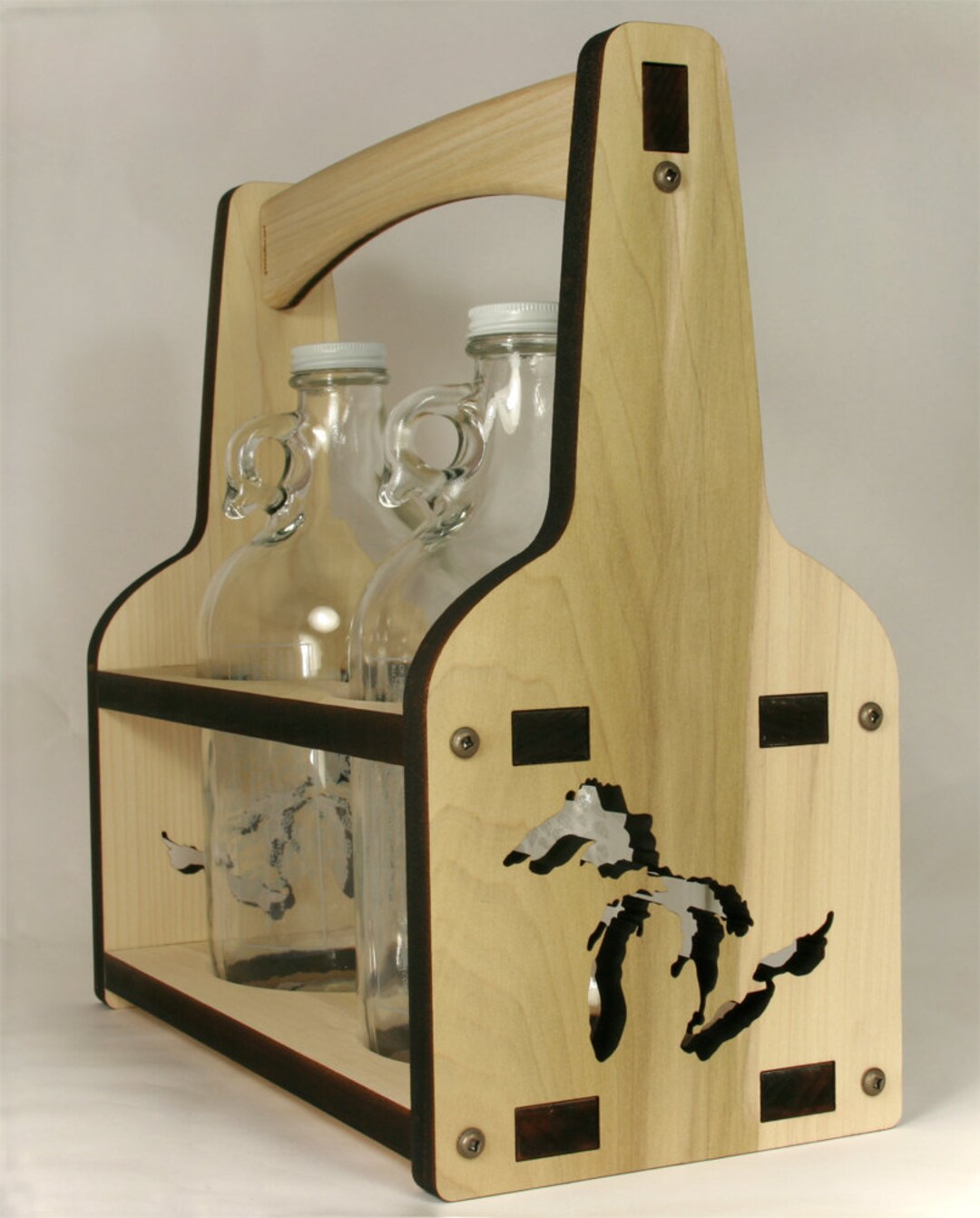 Wooden Beer Growler Caddy | Great Lakes Cutout, Craft Beer Tote - Etsy