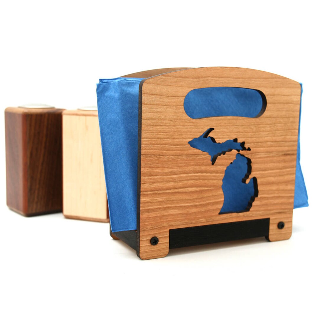 Handmade Michigan Wood Napkin Holder Custom Mail Organizer Michigan ...