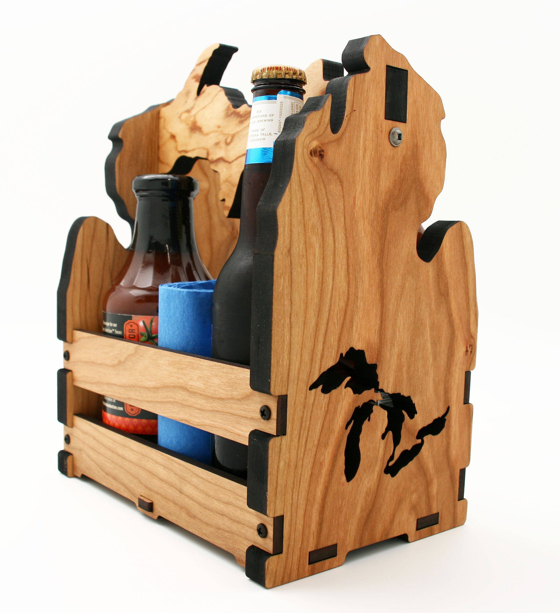 BBQ Grill Caddy - Personalized Michigan Cherry Wood - Condiment ...