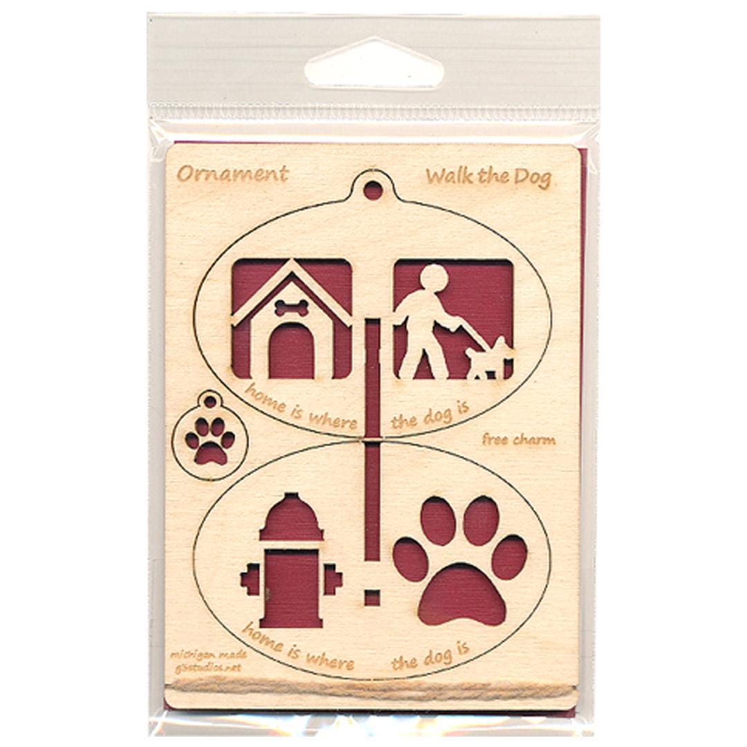 3D Wood Dog Ornament Card: Walk the Dog, Kids Craft Project - Etsy