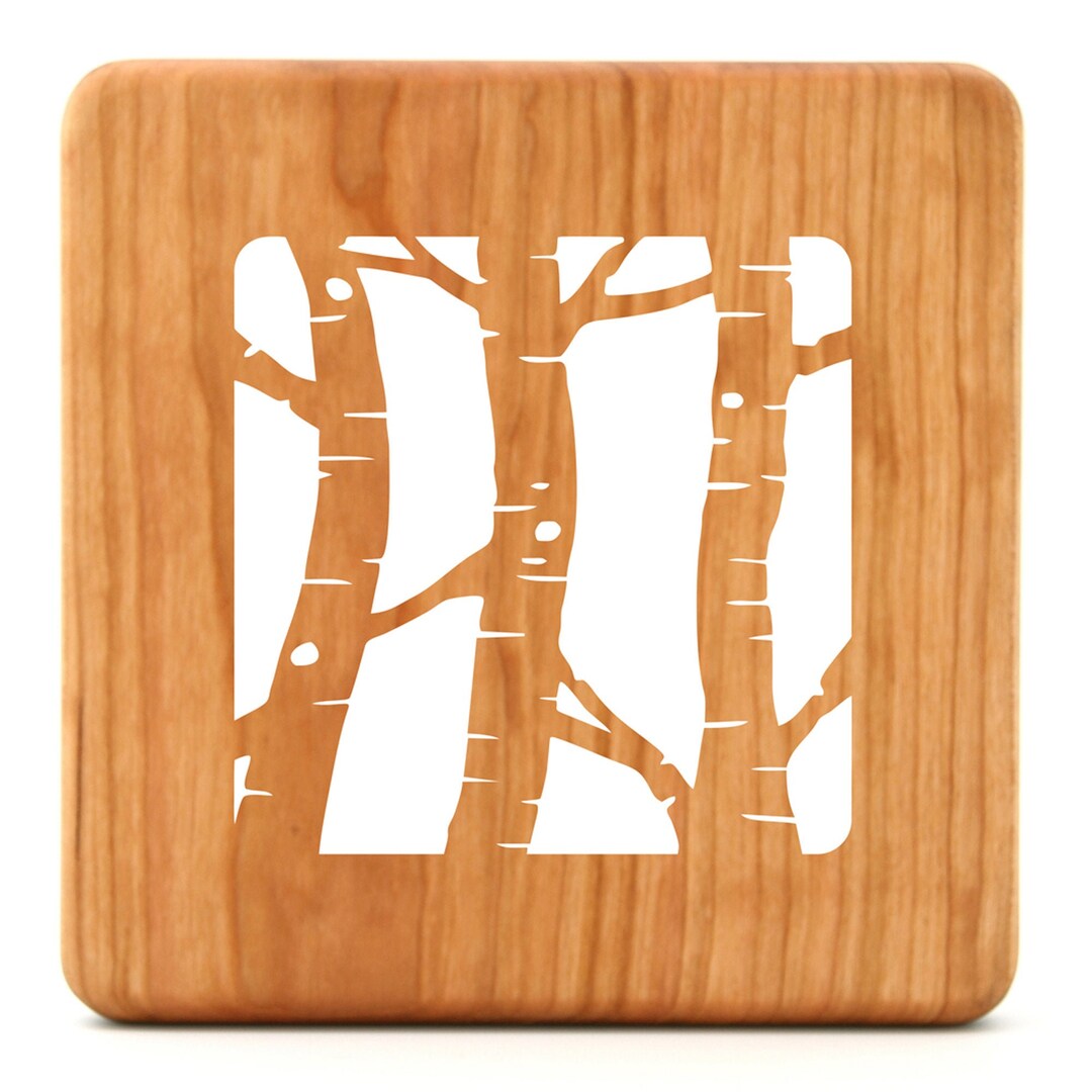 Cherry Wood Tree Trivets Birch Pine Tree of Life Handmade Wooden Hot ...