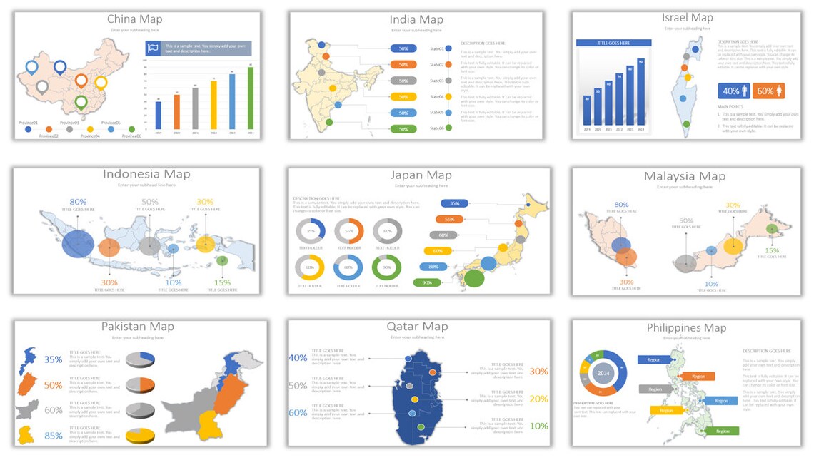 Country, Continent & World Map Infographics | Fully Editable Powerpoint ...