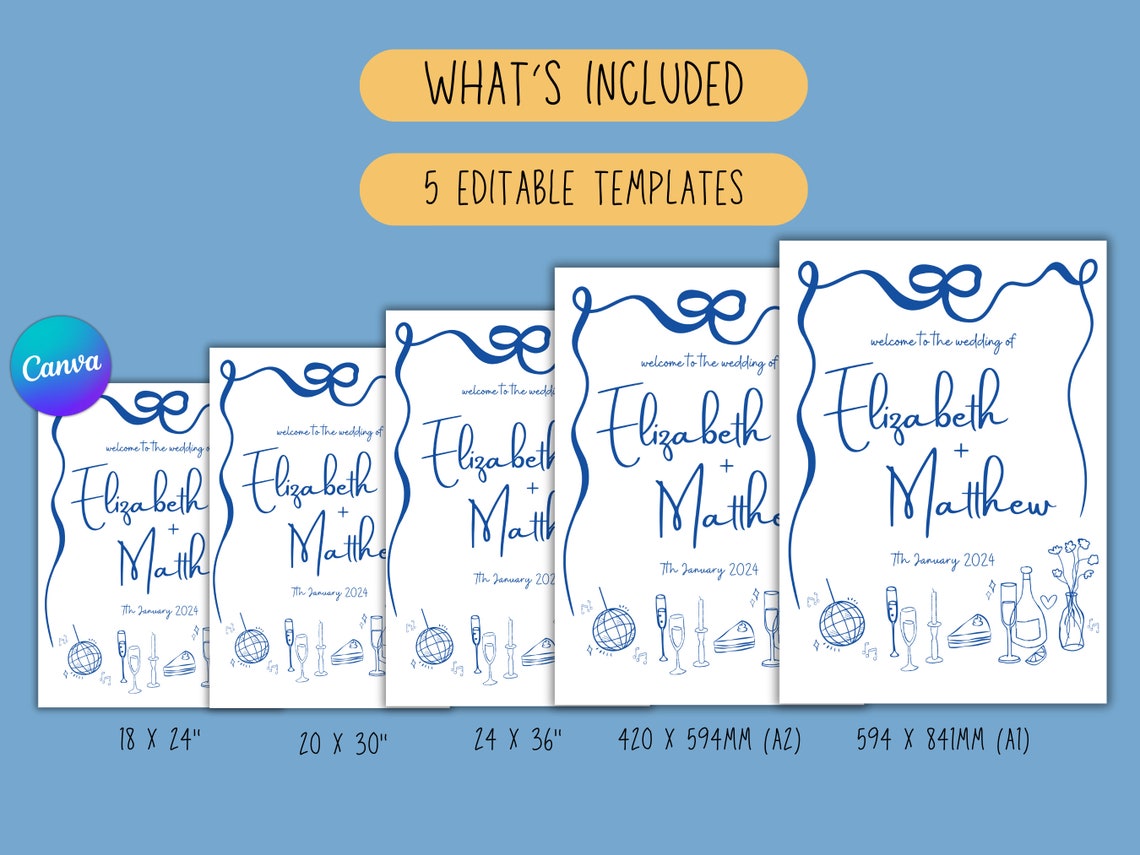 Whimsical Wedding Sign Template, Hand Drawn Signage, Illustrated ...