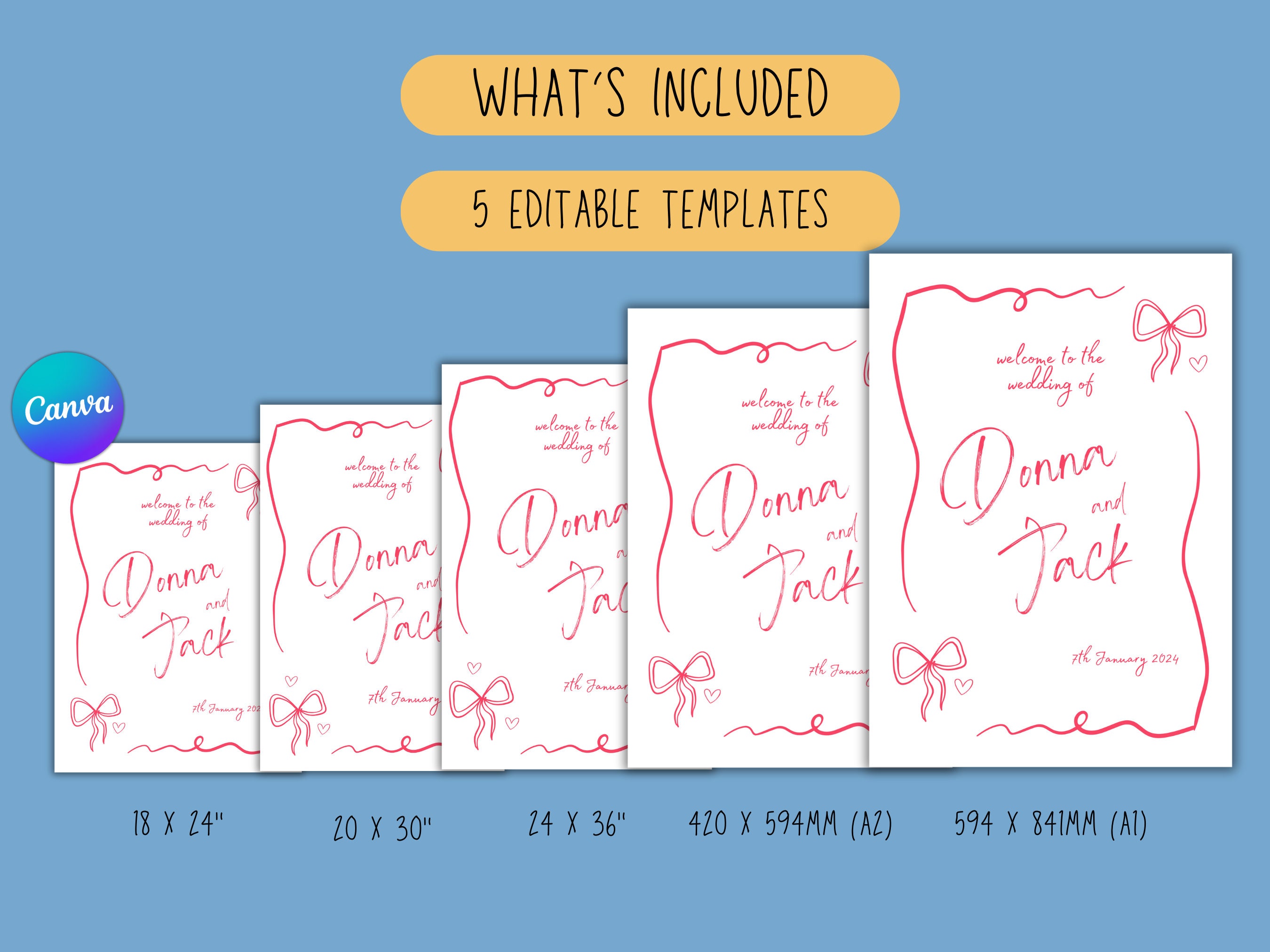 Whimsical Wedding Sign Template, Hand Drawn Signage, Illustrated ...